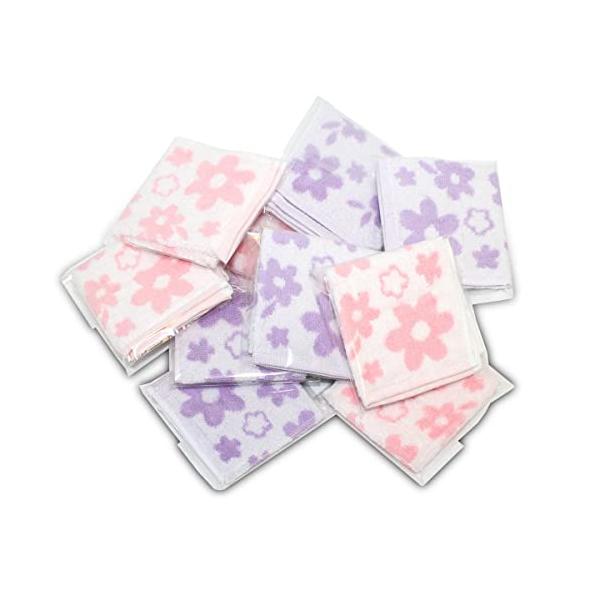 【商品概要】無撚糸のふわふわミニタオル10枚セット。無撚糸なのでふわふわの肌触り！職場や学校でのイベント事でのギフトにもおすすめ♪皆に愛される可愛らしい花柄で女子力UP！※PP袋でのラッピング済み商品になりますサイズ：20×20cm　素材：...