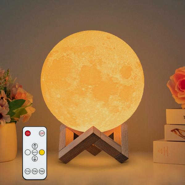 【商品概要】【2023.6.16から進化版・リモコン付き】２つ操作方法あり、球体のタッチボタンとリモコンで明るさと色温度を調整可能。柔らかさや温もりを感じてお部屋の雰囲気をより上質感溢れて、こんな魅力がこのムーンライトにはある。【タイマー機...