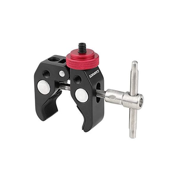 【商品概要】カラー：黒い本体、赤いネジ頭材質：良い品質なアルミニウム、いい仕上げ、耐久性があります。仕掛け：1×スーパークランプ+1×1/4"オス段付きボルト(ネジの頭をつけるボルトに段付き)ネジ穴：スーパークランプ1/4"-20　五つ＆3...