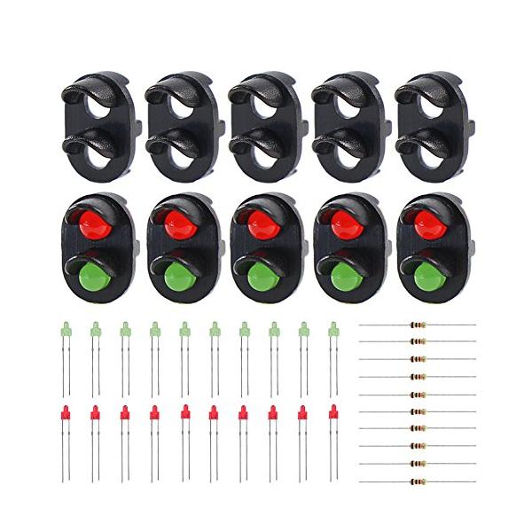 【商品概要】信号ヘッドが１０個・２mmの緑色LEDが１０個・２mmの赤色LEDが１０個あります。材質：プラスチック参考比率：1:140~1:200，N Z比率などに適用??：3 V 電流:20mA12Vまたは16Vで使用する前に、抵抗を直列...