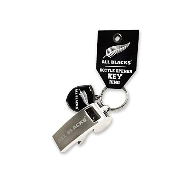 【商品概要】メーカー：NZSM生産：中国カラー：シルバー/ブラックサイズ：約8.0cm×2.0cm【商品説明】オールブラックス [All Blacks] のボトルオープナー（栓抜き）付きホイッスルキーホルダーです。 重厚感ある作りで実際の笛...