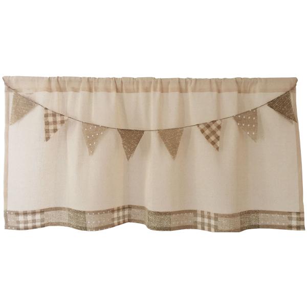 【商品概要】【サイズ】約幅100cm x 丈45cm【デザイン】ガーランドで遊び心をプラスしたパッチワーク風のナチュラルなカフェカーテン。ガーランドフラッグは取り外し出来るので気分によってシンプルなカフェカーテンとしても楽しめます。【組成】...