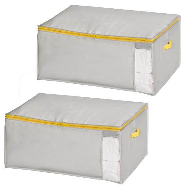 【商品概要】本体サイズ:約30×70×50cm素材・材質:(本体)ポリプロピレン、(芯板)紙、(窓)EVA原産国:中国収納の目安:羽毛掛けふとんシングルなら2枚、ダブルなら1枚セット内容:収納袋1枚入×2個セット【商品説明】【商品詳細】ブラ...