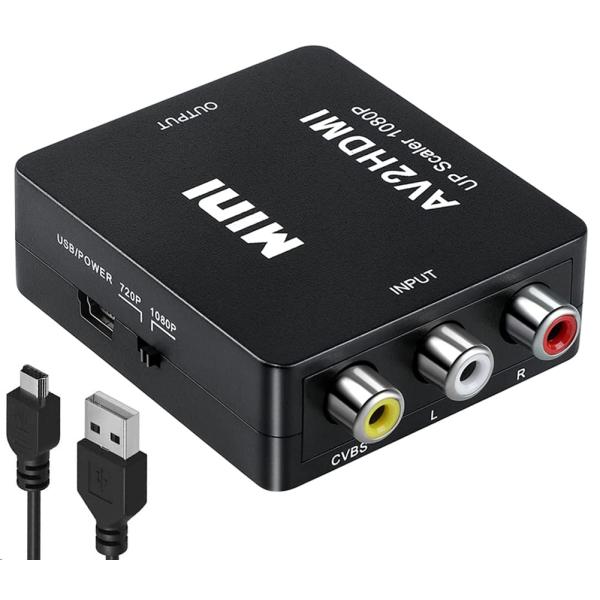 【商品概要】【RCA to HDMI 変換コンバーター 】 ●RCAコンポジット（赤、白、黄）入力をHDMI 720P/1080P（60HZ）出力に変換し、HDTV/モニターに表示します。 ●ドライバーは必要なくて、プラグアンドプレイするだ...