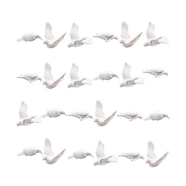 【商品概要】ハトモデル・ハト模型 鳩入数：24本入り（ランダム発送、ご理解いただければ幸いです。）参考比率：1:75，OO比率などに適用材質：プラスチックミニガーデニング小道具、小さな装飾ガーデニング、スケールモデルのジオラマ、鉄道模型レイ...