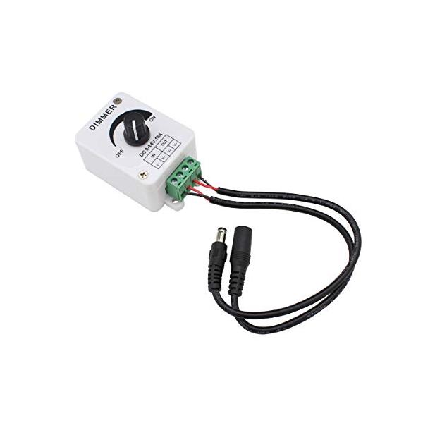 【商品概要】弊社取り扱いのLEDテープライト専用調光器です。（ダイヤル一番左で0%/一番右で100%）すぐにお使いいただける様に、INPUT側とOUTPUT側にそれぞれオス・メスケーブルがついています。※IN側にアダプタ、OUT側にテープラ...