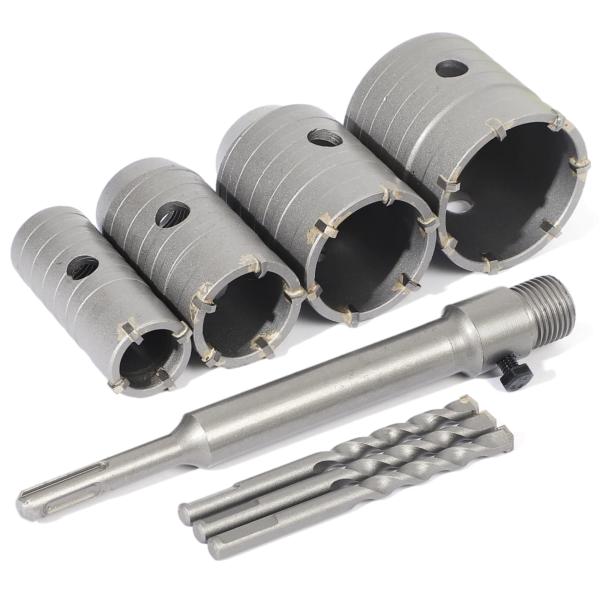 【商品概要】【4サイズコンクリートドリルセット】直径30〜60mm お得な4サイズ（30mm 40mm 50mm 60mm）、20cmシャフト、センタードリル付き。【使用頻度の高い4サイズセット】使用頻度の高い4サイズをセットにしました。 ...