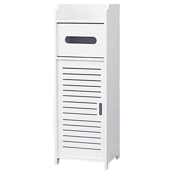 【商品概要】幅20cmのスリムな収納棚なので限られた空間でも設置可能な『トイレ収納ラック』空間に圧迫感を与えないシンプルな真っ白のデザインで、扉の開く向きを決めてパーツの板をそれぞれの穴に差し込み、付属のネジで固定するだけで組み立てができる...