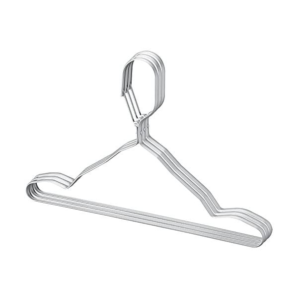 【商品概要】落下防止のクリップが付いたアルミ製ハンガー、3本組約56gと軽量ですが、プラスチック製に比べて丈夫で耐久性に優れています統一感・高級感のあるシルバーでオシャレ、省エネで再利用可能なアルミニウム製風などによるハンガーの落下を防止す...