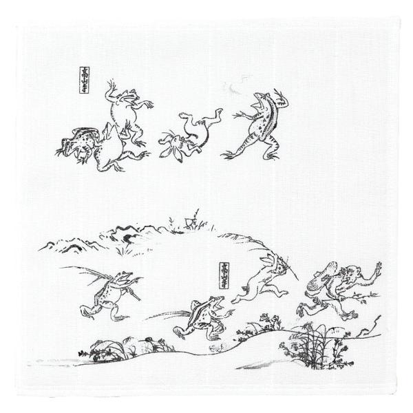 【商品概要】日本製約30×30cm表面：綿100％、中・裏面：レーヨン100％国宝「鳥獣人物戯画」をモチーフにした蚊帳生地ふきん。「鳥獣人物戯画」を所蔵する京都・高山寺公認品です。蚊帳生地は吸水性と通気性に優れ、乾きやすい、清潔に使えて丈夫...