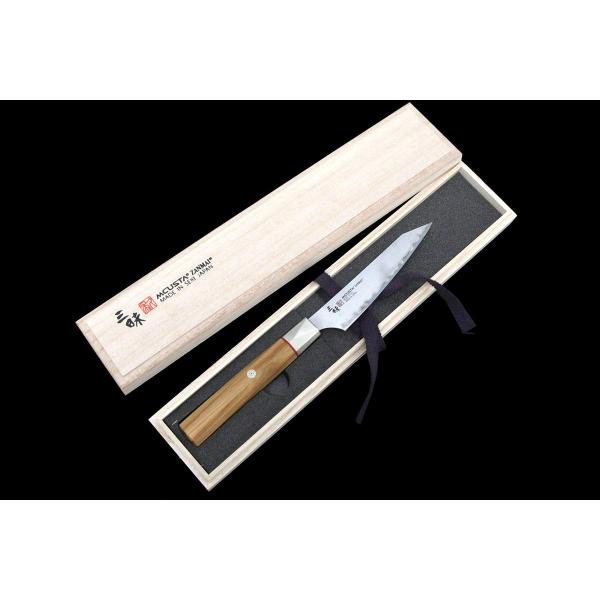 ■商品名三昧 和ペティ 110mm 青鋼 ZANMAI Beyond 朴柄 箱付■状態美品■詳細刃渡り：約 110.5 mm (切先からアゴまで)刃の幅：約 25.5 mm (刃元周辺)刃の厚さ：約 1.5 mm (刃元部峰側)重量：約 7...