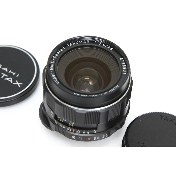 ■商品名ペンタックス Super Multi Coated TAKUMAR 28mmF3.5■状態並品[外観]全体的に使用に伴うスレや傷があります。[光学]チリの混入はありますがくもりやカビなどは無く実用的な状態です。[動作]絞り羽根油が発...
