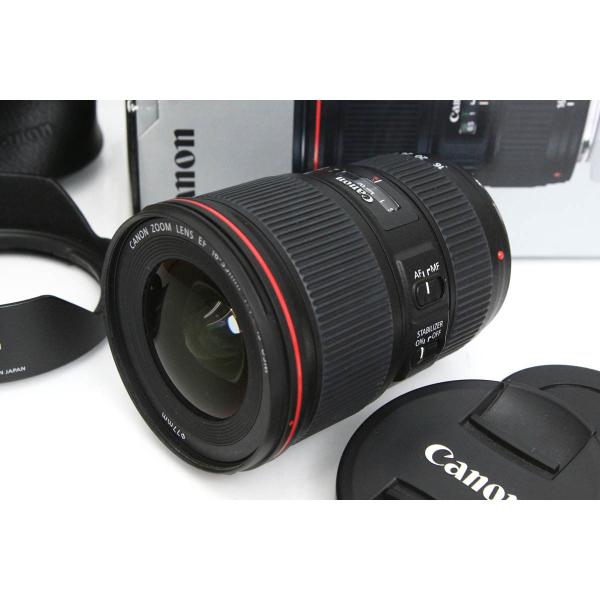 ■商品名キヤノン EF16-35mm F4L IS USM■状態良品[外観]概ねきれいな状態ですが、一部スレや傷があります。ズームリング及びフォーカスリングに僅かに白化と汚れがあります。[光学]チリの混入はありますがくもりやカビなどは無く実...