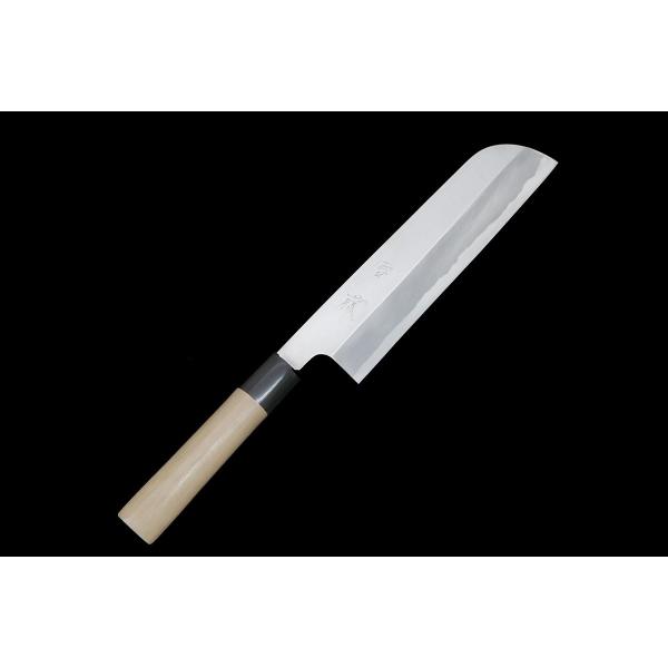 ■商品名雪藤 鎌形薄刃包丁 霞 八寸 朴柄■状態美品■詳細刃渡り：約 243 mm (切先からマチまで)刃の幅：約 55 mm (刃元周辺)刃の厚さ：約 4 mm (刃元部峰側)重量：約 326 g・当店の主観による採寸となります。多少の誤...