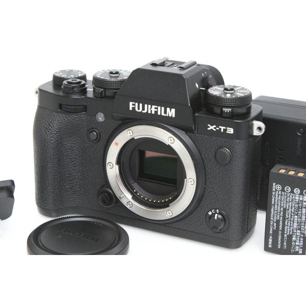 ■商品名富士フイルム FUJIFILM X-T3 ボディ [ブラック]（センサー清掃済み）■状態良品[外観]概ねきれいな状態ですが、一部スレや傷があります。液晶保護フィルムにスレ傷がありますが、気になる方は?がして使用ください。[光学]ファ...