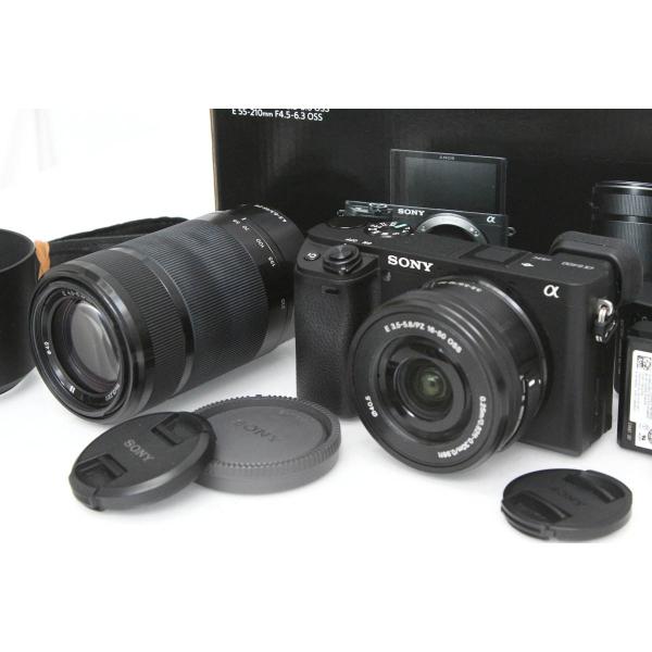 ■商品名ソニー α6400 ILCE-6400Y ダブルズームレンズキット [ブラック]（純正予備バッテリー付き・センサー清掃済み）■状態良品[外観]概ねきれいな状態ですが、一部スレや傷があります。[光学]ファインダーやイメージセンサーに異...