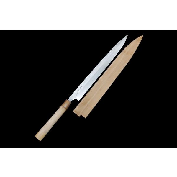 ■商品名正本 柳刃包丁 霞 尺 朴柄 白鞘付■状態良品■詳細刃渡り：約 310 mm (切先からマチまで)刃の幅：約 30 mm (刃元周辺)刃の厚さ：約 4 mm (刃元部峰側)重量：約 205 g・当店の主観による採寸となります。多少の...