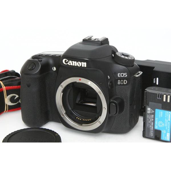 ■商品名キヤノン EOS 80D ボディ（センサー清掃済）■状態良品[外観]概ねきれいな状態ですが、一部スレや傷があります。[光学]ファインダーやイメージセンサーに異常は無くきれいな状態です。[動作]基本動作に異常は無く動作良好です。[シャ...
