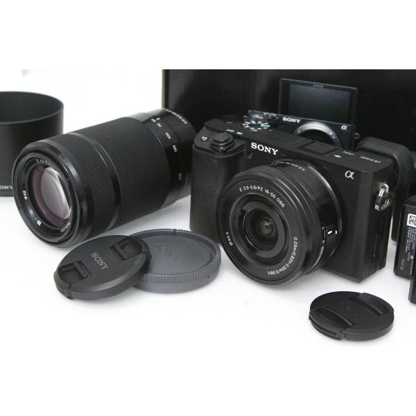 ■商品名ソニー α6400 ILCE-6400Y ダブルズームレンズキット [ブラック]（純正予備バッテリー付き・センサー清掃済み）■状態良品[外観]概ねきれいな状態ですが、一部スレや傷があります。[光学]ファインダーやイメージセンサーに異...