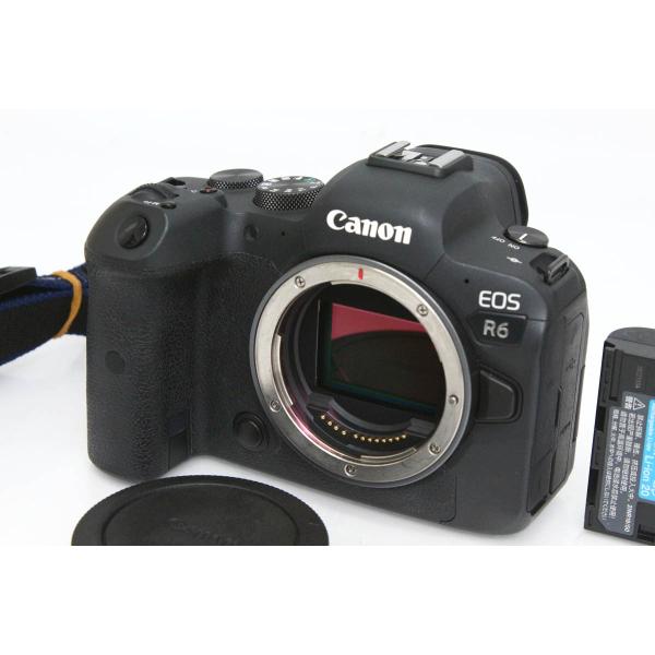 ■商品名キヤノン EOS R6 ボディ（純正予備バッテリー/センサー清掃済）■状態良品[外観]概ねきれいな状態ですが、一部スレや傷があります。底部三脚取り付け跡、シリアルナンバーシール傷み[光学]ファインダーやイメージセンサーに異常は無くき...