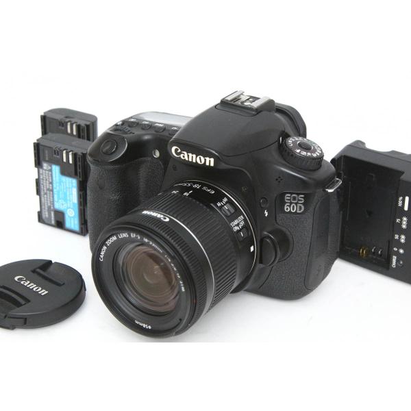 ■商品名キヤノン EOS 60D EF-S18-55 IS レンズキット（センサー清掃済）■状態並品[外観]全体的に使用に伴うスレや傷があります。[光学]ファインダーやイメージセンサーに異常は無くきれいな状態です。レンズはチリの混入はありま...