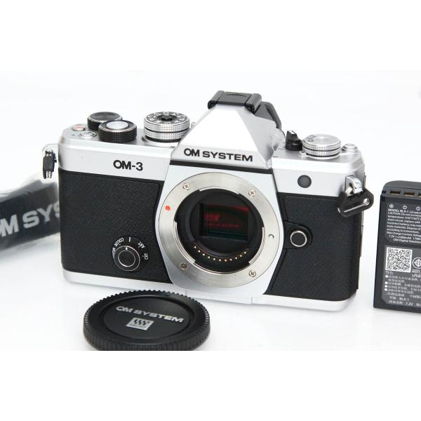 ■商品名OM SYSTEM OM-3 ボディ■状態美品[外観]わずかなスレや小傷はありますが、中古品としてきれいな状態です。[光学]ファインダーやイメージセンサーに異常は無くきれいな状態です。[動作]基本動作に異常は無く動作良好です。[シャ...