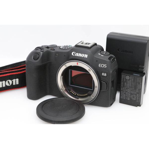 ■商品名キヤノン EOS R8 ボディ（センサー清掃済み）■状態美品[外観]わずかなスレや小傷はありますが、中古品としてきれいな状態です。[光学]ファインダーやイメージセンサーに異常は無くきれいな状態です。[動作]基本動作に異常は無く動作良...