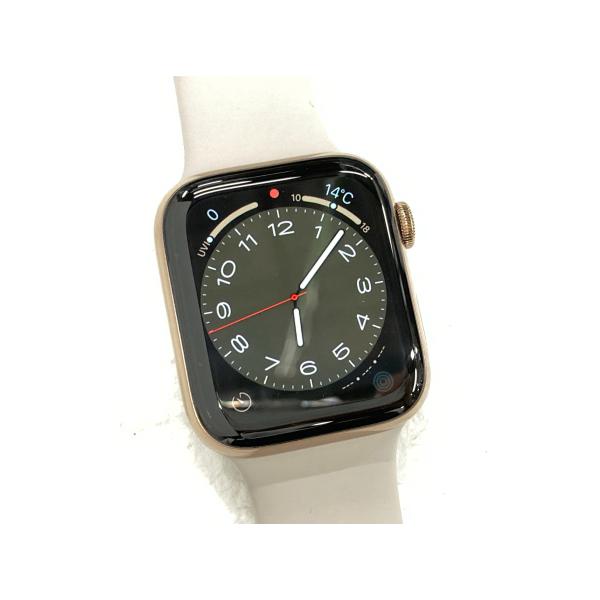 Apple Watch Series 5（GPS + Cellular）ステンレススチール44 mmケース（モデル：A2157）ゴールドステンレススチール製、レッドリングのDigital Crownサファイアクリスタル、Retinaディスプ...