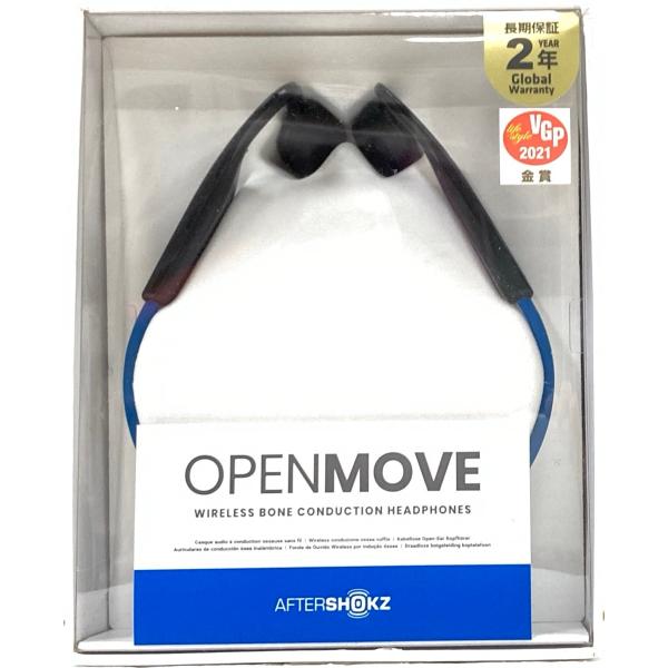 AfterShokzの骨伝導ヘッドホン「OpenMove」ネックバンド式付属品充電ケーブル、ポーチ、印刷物が付属します。[商品説明]●本体のコーティング膜にはがれがあります。膜に印字がある部分はそのまま文字と一緒に無くなっています。●USB...