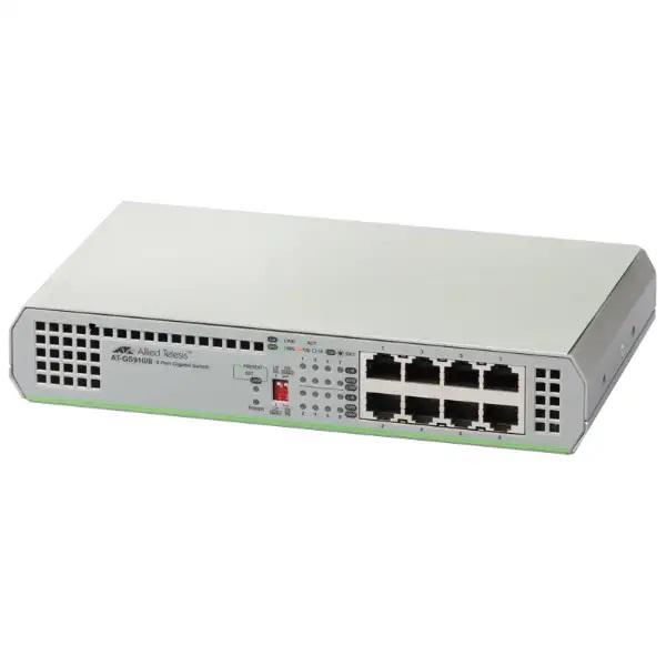 AT-GS910/8(RoHS対応)は、10/100/1000BASE-Tポートを8ポート装備した、内部電源型のギガビットイーサーネット・スイッチです。［メーカー商品詳細ページ］https://www.allied-telesis.co.j...
