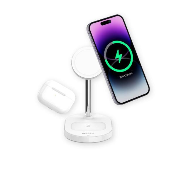 MagSafe対応のiPhoneシリーズ、ワイヤレス充電対応のAirPodsシリーズを同時に充電できる充電スタンドです。●インターフェイス （入力）： USB Type-C （オス）●定格入力： 5V/3A, 9V/3A●定格出力：マグネッ...