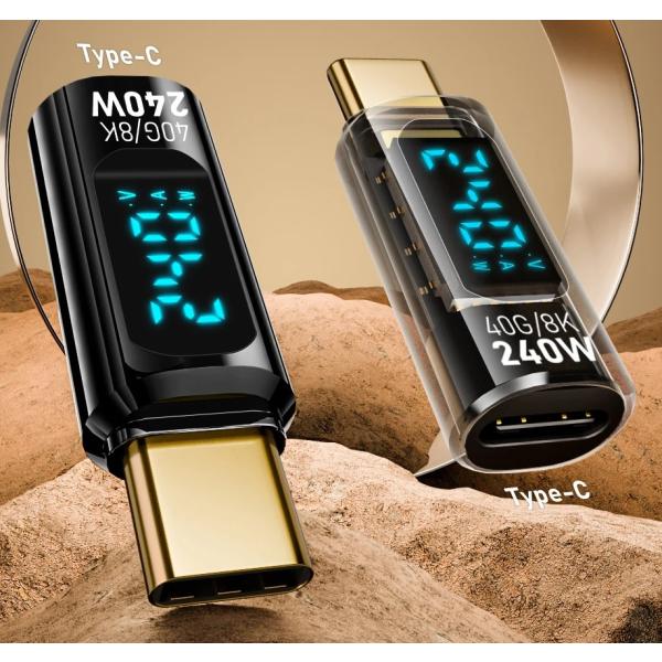 Type-C デバイスとパワーソースの間に挿入し、電圧、電流、電力を表示させるマルチメーター電圧、電流、電力を表示電圧・電流を約３秒、電力を約５秒表示を繰り返します最大240W対応本体はスケルトンタイプになります。Type-Cも電力が大きく...