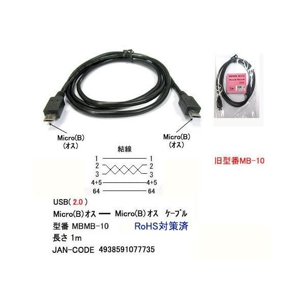 microUSB B　オス/オス　ケーブル　長さ１メートル※生産終了品に付き在庫のみ特価・製造元/商品型番：カモン MBMB-10・仕様：microUSB B　オス・長さ：100cm ・色：黒　発送方法ネコポスは「あすつく」対応詳しくはお買...