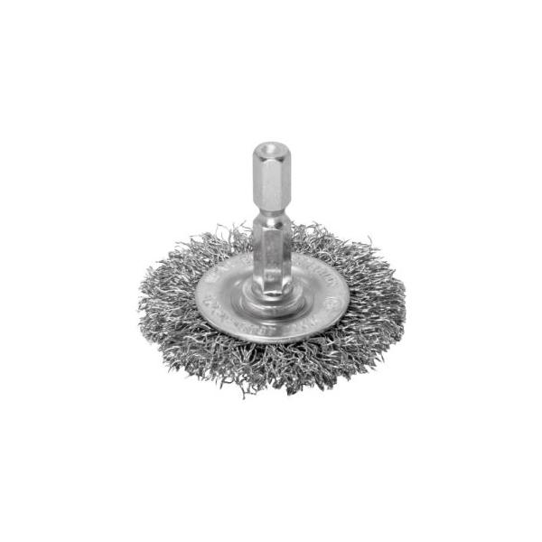 【取寄品 出荷：約5−9日 土日祝除く】六角軸のホイール型スチールワイヤーブラシです。