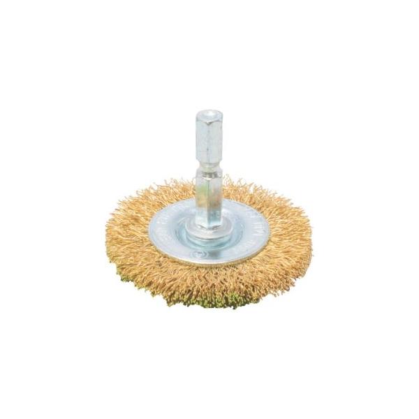 【取寄品 出荷：約5−9日 土日祝除く】六角軸のホイール型真鍮ワイヤーブラシです。