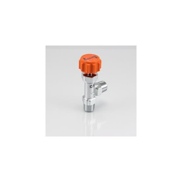 【取寄品 出荷：約7−11日 土日祝除く】一次側、二次側共にテーパー（PT）外ネジのタイプで、小型のニードルバルブ。