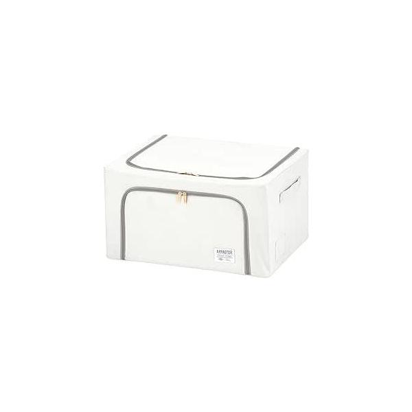 【取寄品 出荷：約7−11日 土日祝除く】積み重ねができて、上部と前面の2ヶ所から出し入れができる便利な収納BOX。金属のフレームと底板入りで、丈夫だから積み重ねもOK。側面には窓が付いているので、中身がすぐに確認できます。