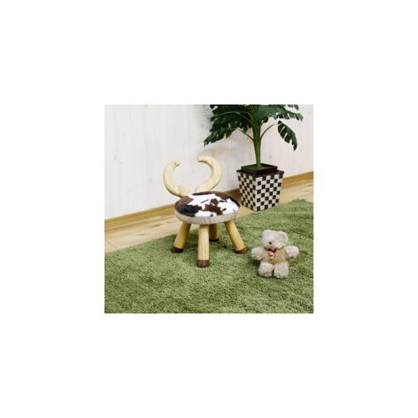 【取寄品 出荷：約5−9日 土日祝除く】ウシの角をモチーフとした可愛いアニマルキッズチェアーサイズ:W28×D28×H41cm。