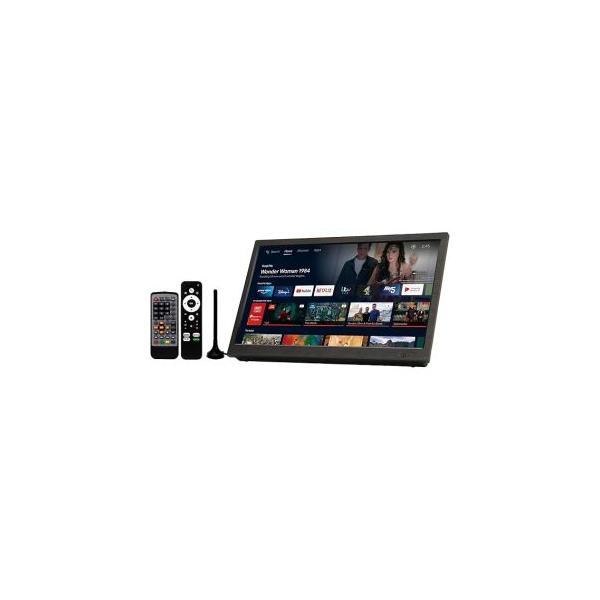 いつものテレビからネット動画まで楽しめるチューナー搭載のポータブルスマートテレビ3電源対応:家庭用AC電源、車用DC電源、内蔵バッテリーの3電源に対応