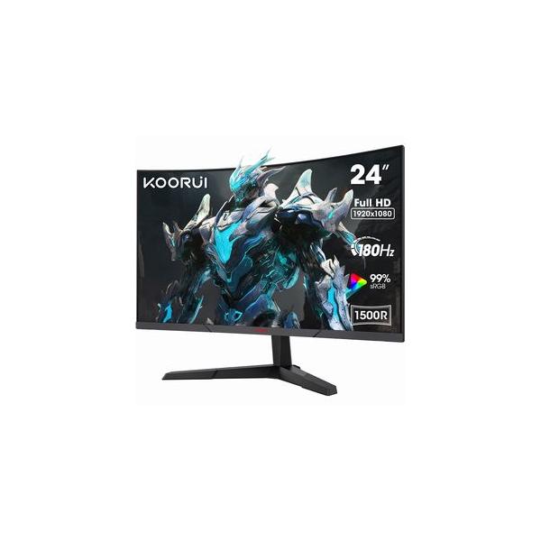 【取寄品 出荷：約5−9日 土日祝除く】ゲーミング液晶ディスプレイ(24型/湾曲/VA/FullHD 1920×1080/180Hz/1ms/HDR10/HDMI2.0/DP/VESA)(ブラック)