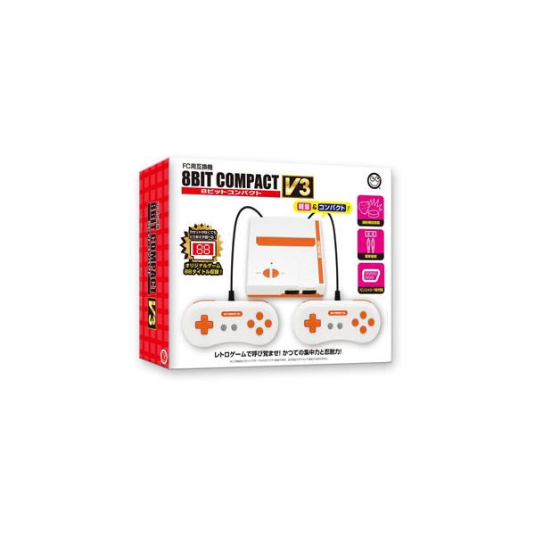 【懐かしのFC用ゲームが楽しめるFC用互換機！カラーリングも新たにV3登場！】  本製品「８ビットコンパクトV3」は、懐かしの名機「ファミコン」のソフトが楽しめるFC用互換機となります。 本体・コントローラ2個、AV端子ケーブル、ACアダプ...