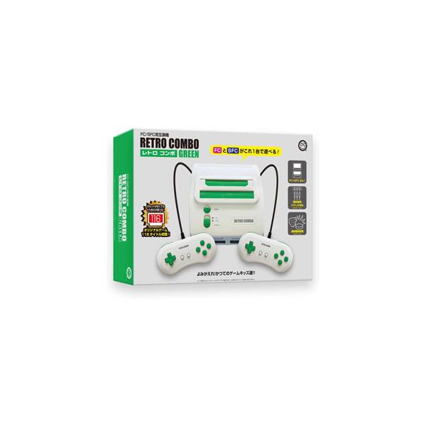 この１台で、懐かしのFC用ゲームソフト・SFC用ゲームソフトが両方遊べる本製品「レトロコンボ　GREEN」は、懐かしの名機「ファミコン」・「スーパーファミコン」の2種類のソフトが楽しめる「FC/SFC用互換機」本体となります。各機種の対応ソ...
