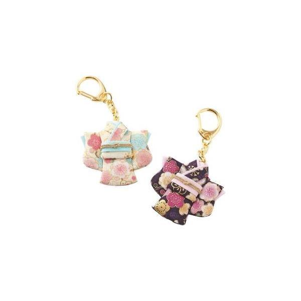 【取寄品 出荷：約5−9日 土日祝除く】【メール便3個まで対象商品】和布で作る、かわいいミニキーホルダーのシリーズです☆1キット2ヶ入りで針・糸不要のカンタン手作りキットです(^O^)