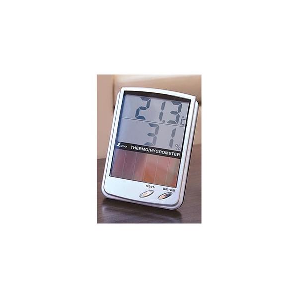 【取寄品 出荷：約5−9日 土日祝除く】シンワ測定 デジタル温湿度計 B 最高・最低 ソーラーパネル72989一目で読み取れるデジタル表示です。お部屋の温湿度管理に使用する温湿度計