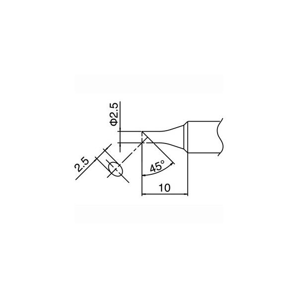 【取寄品 出荷：約5−9日 土日祝除く】【メール便6個まで対象商品】白光 HAKKO T18シリーズ交換こて先 T18-CSF25 2.5CS型対応はんだこて HAKKO FX-888 (販売終了) こて部：HAKKO FX-8801(65...