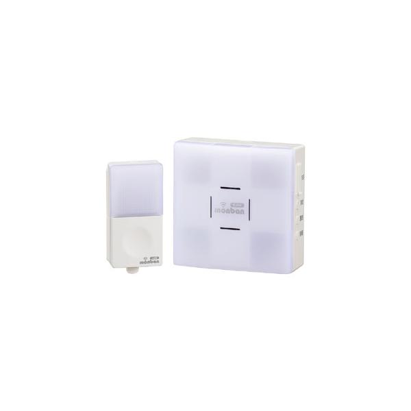 【取寄品 出荷：約4−8日 土日祝除く】ワイヤレスチャイム、押しボタン送信機と電池式受信機のセット送信機のボタンを押すと離れた場所へ音と光フラッシュで知らせます玄関と部屋間・受付・店内の呼び出し、ご家庭での介護に1台の受信機で最大4台までの...