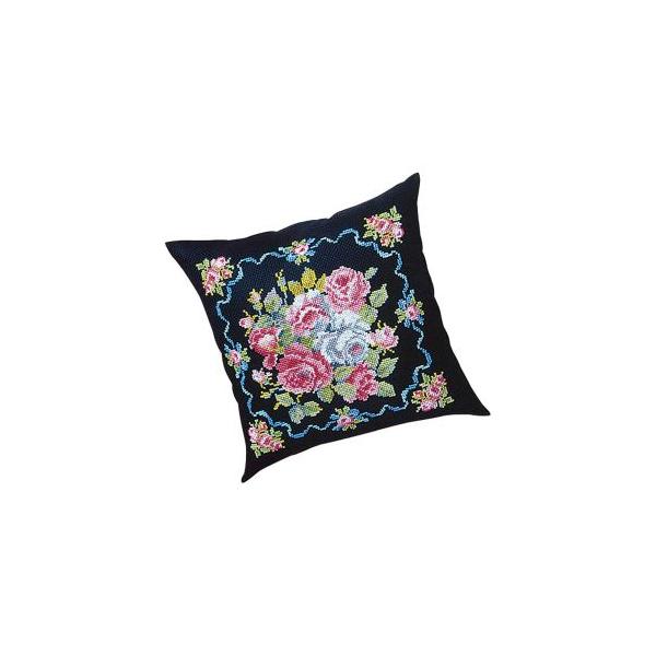 【取寄品 出荷：約5−9日 土日祝除く】色とりどりの花のモチーフをクロス・ステッチで表現したクッションキットです。
