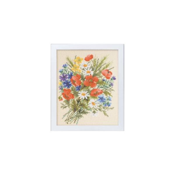 【取寄品 出荷：約5−9日 土日祝除く】華やかでやさしい色合いの花束をクロス・ステッチで表現したキットです。