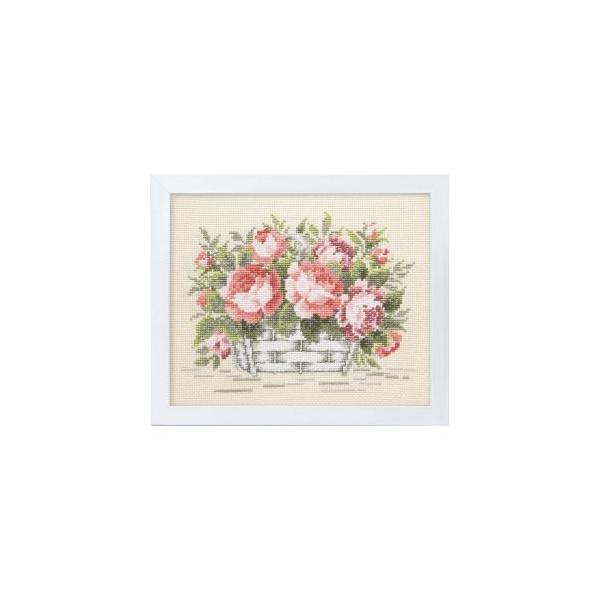 【取寄品 出荷：約5−9日 土日祝除く】華やかでやさしい色合いの花束をクロス・ステッチで表現したキットです。