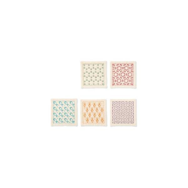 【取寄品 出荷：約5−9日 土日祝除く】【メール便6個まで対象商品】5枚のかわいいコースターを作ることができる!初級者向けの刺し子キットです。